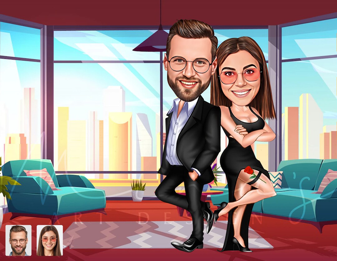 Personalized Cartoon Lovers Portrait Custom Couple Cartoon - Etsy Australia