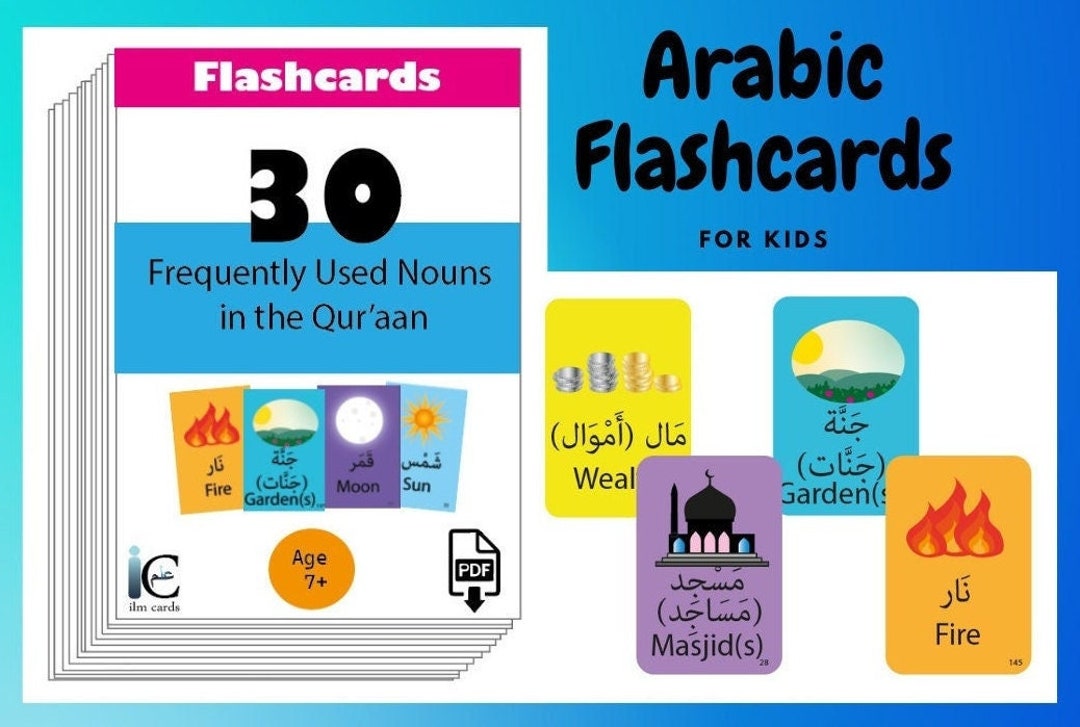 High Frequency Quranic Nouns Flashcards. Learn Arabic for Kids ...