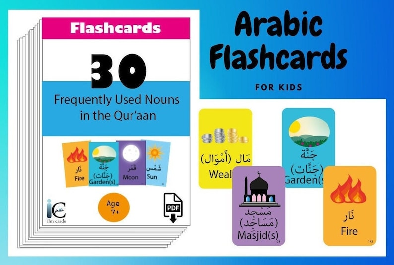 High Frequency Quranic Nouns Flashcards. Learn Arabic for Kids ...
