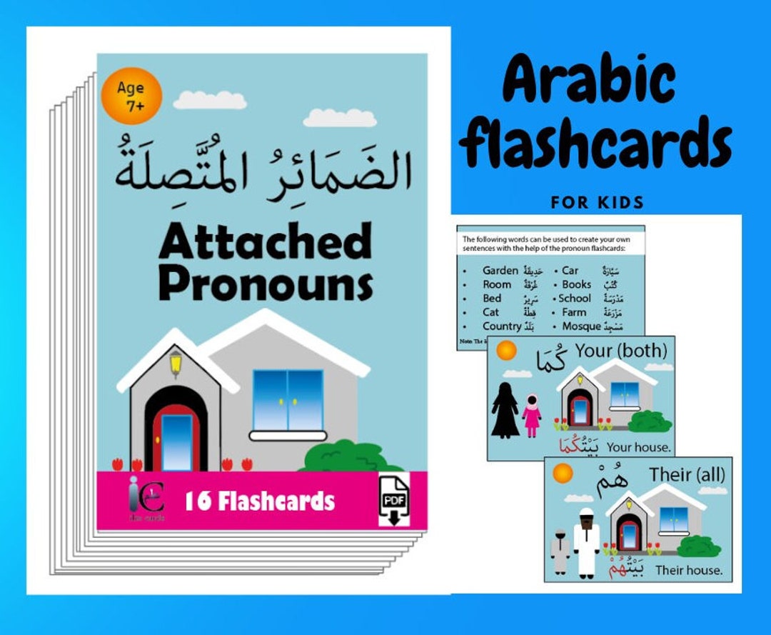 Arabic Attached Pronoun Flashcards. Learn Arabic for Kids. Children's ...