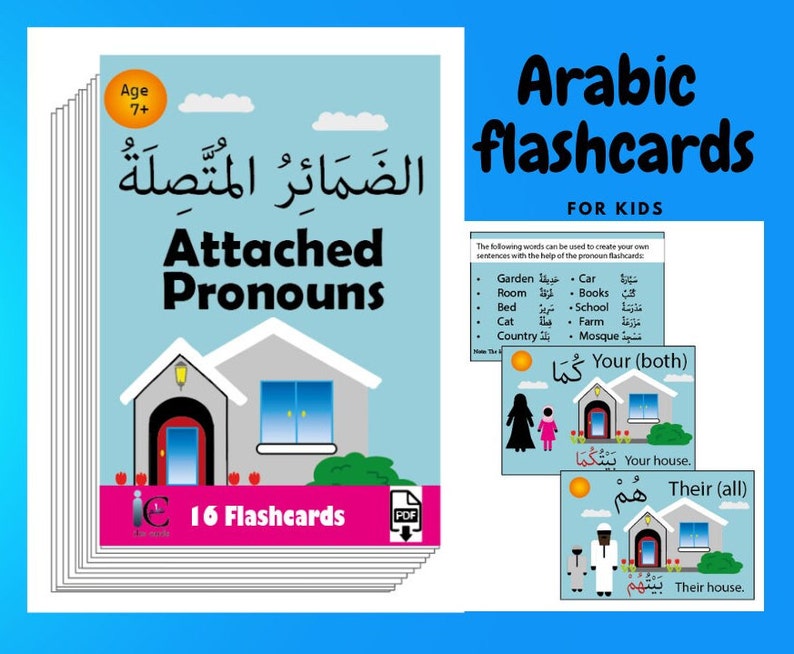 Arabic Attached Pronoun Flashcards. Learn Arabic for Kids. Children's ...