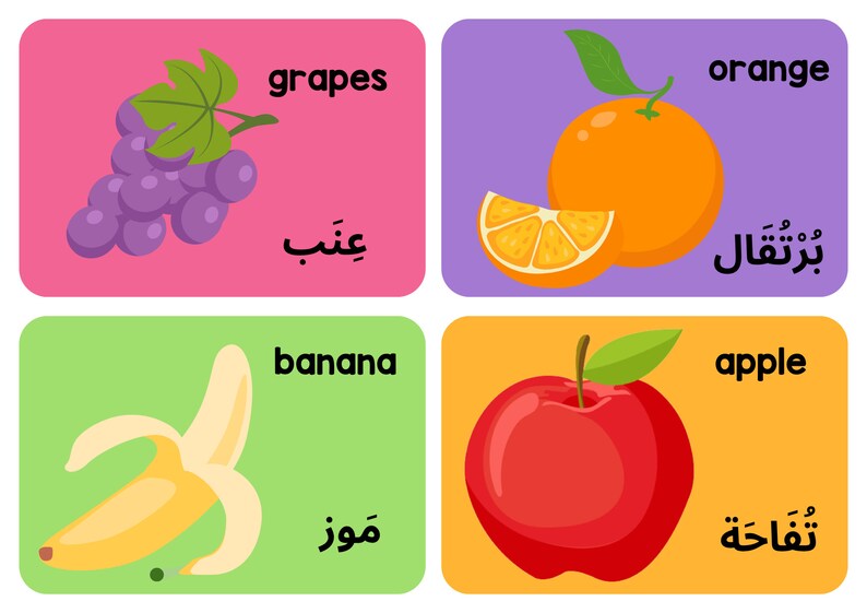 Fruits and Vegetables Flashcards. Arabic and English Flashcards. تعلم ...