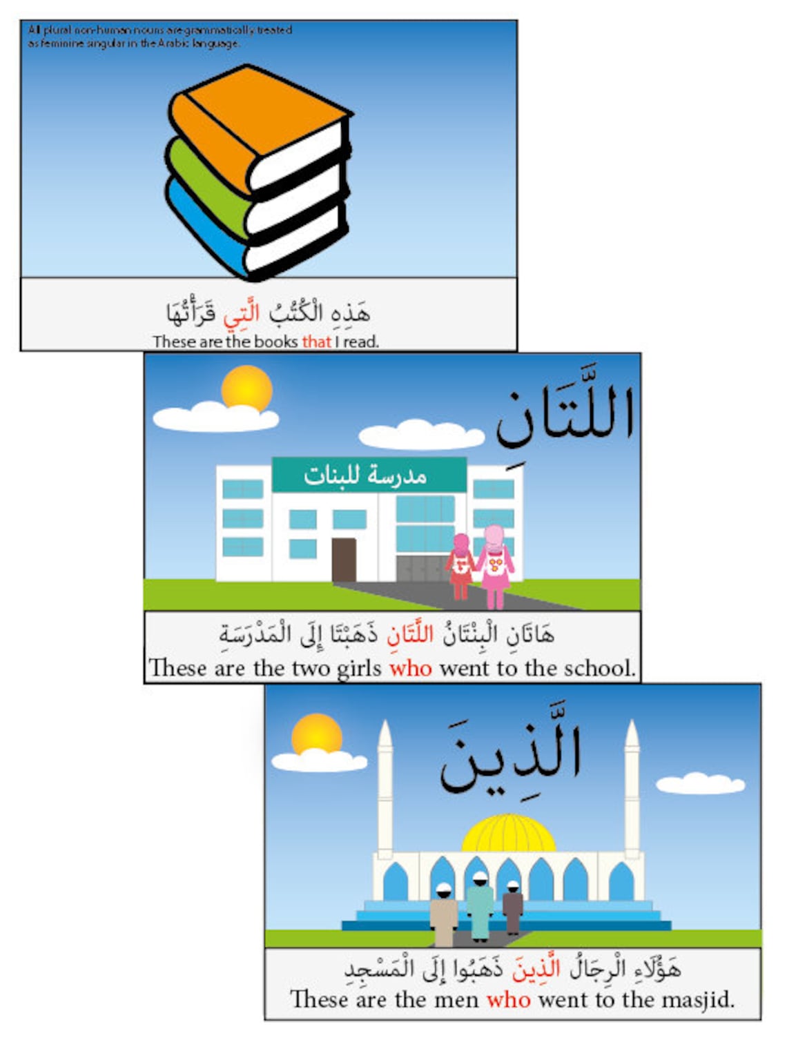 Arabic Relative Pronouns. Learn Arabic for Kids. Children's Cards ...