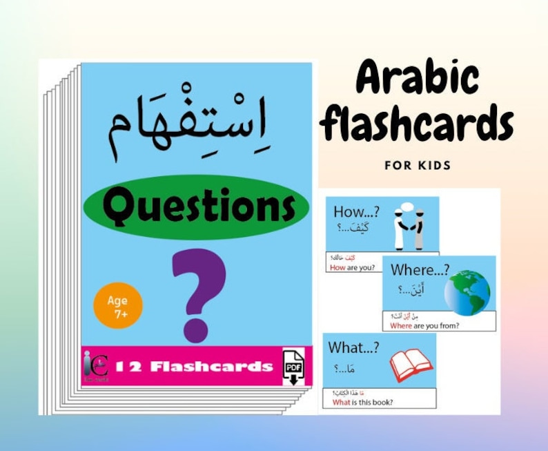 Arabic Questions Flashcards.learn Arabic for Kids and Adults. Children ...