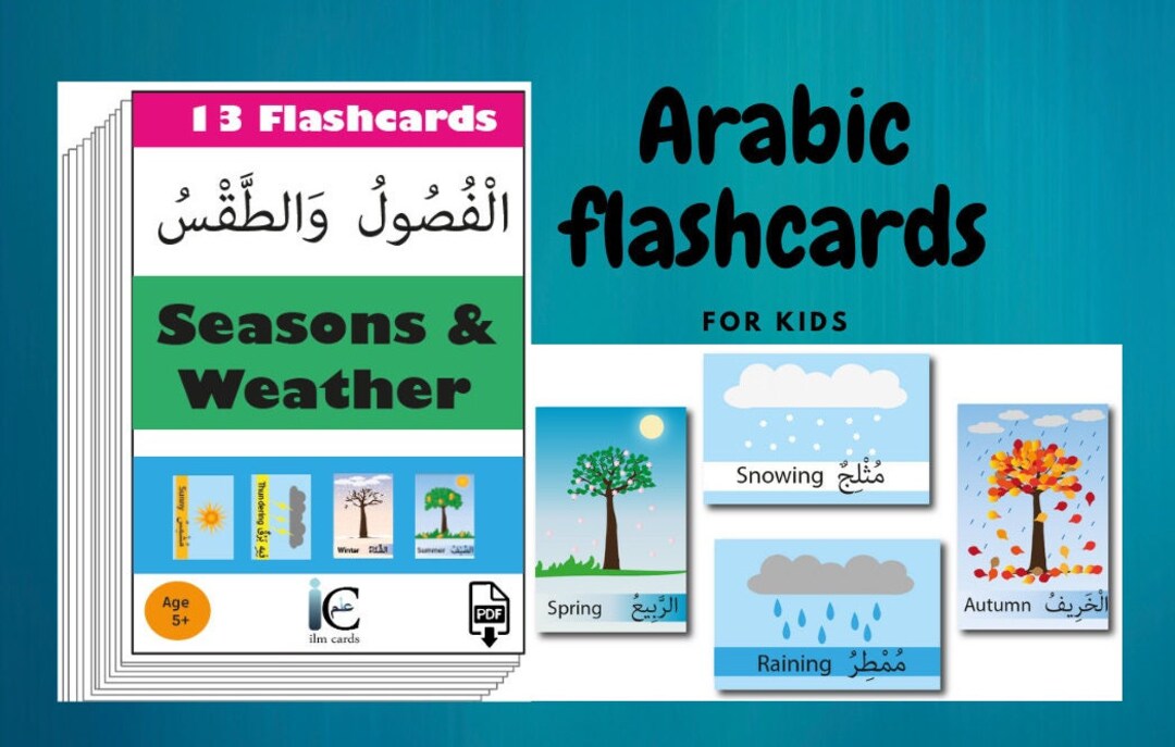 Arabic Seasons & Weather Flashcards. Children's Cards. Learn Arabic for ...