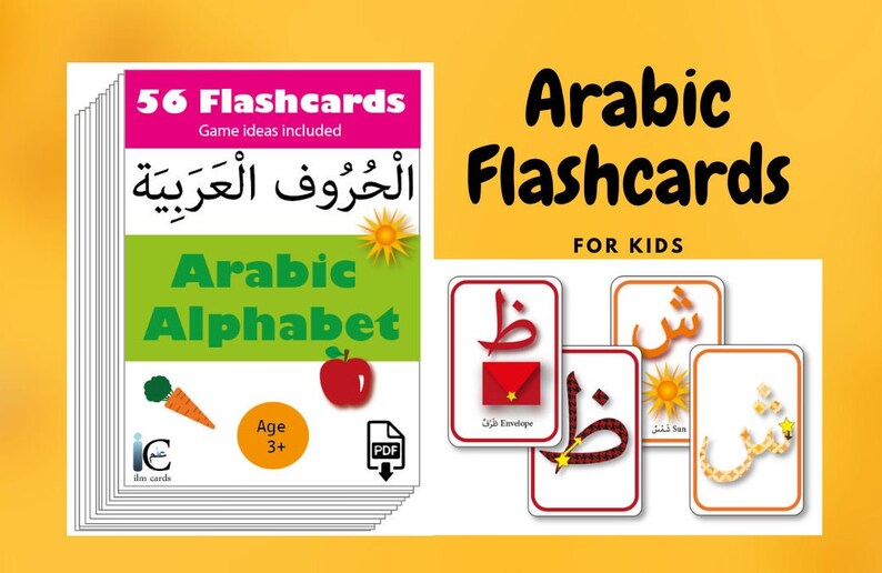 Arabic Alphabet Flashcards for Kids. Arabic Language Learning and ...