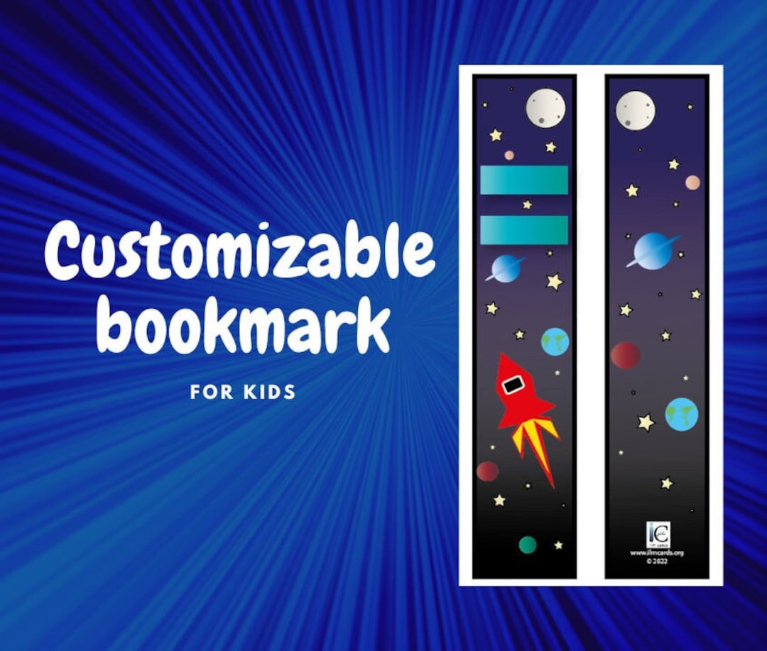 Space Bookmark for Boys. Customizable Bookmark for Children, Kids. Add ...
