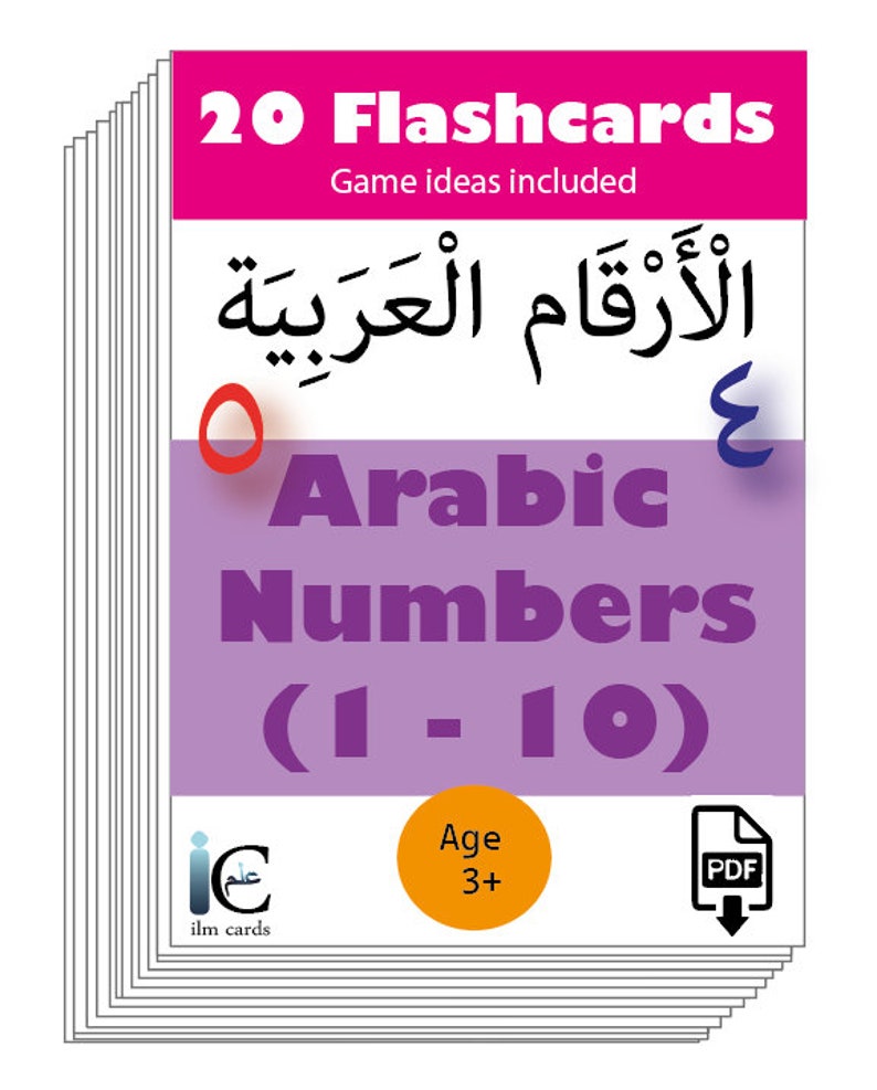 Arabic Numbers Flashcards. Learn Arabic for Kids. Children's Cards ...