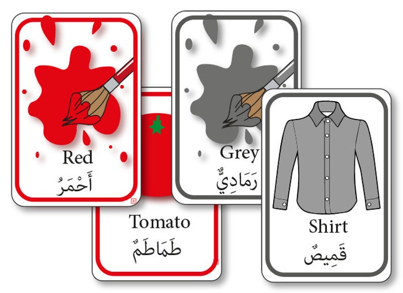Arabic Colours Flashcards. Learn Arabic for Kids. Children's Cards ...