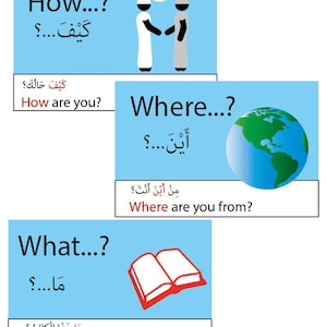 Arabic Questions Flashcards.learn Arabic for Kids and Adults. Children ...