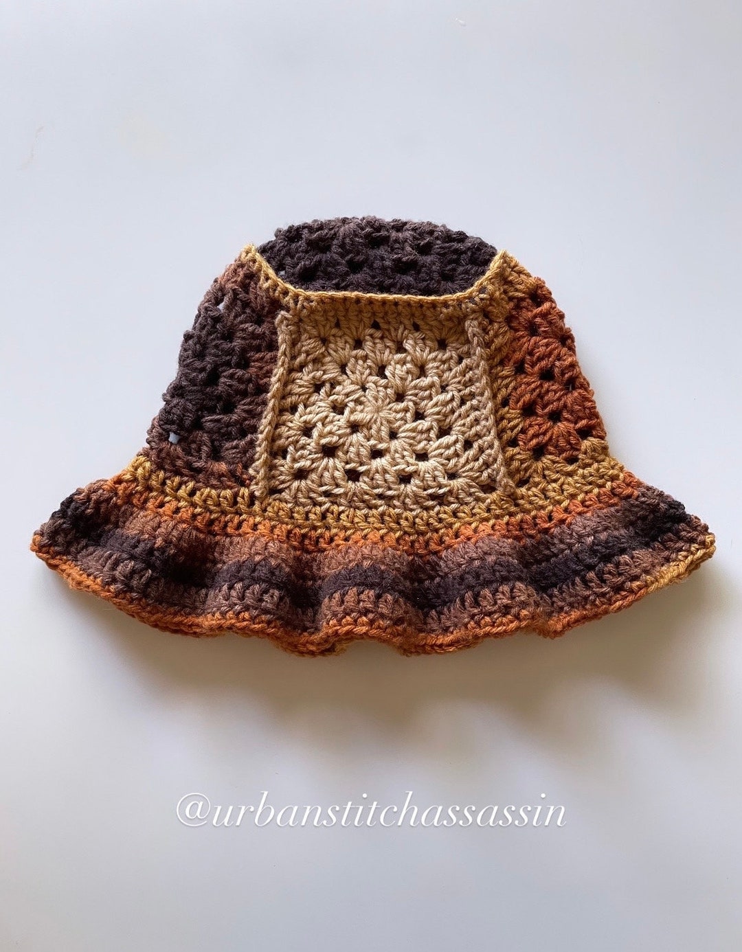 Retro Square Ruffle Bucket Hat, Crochet Ruffle Bucket Hat, Crochet ...