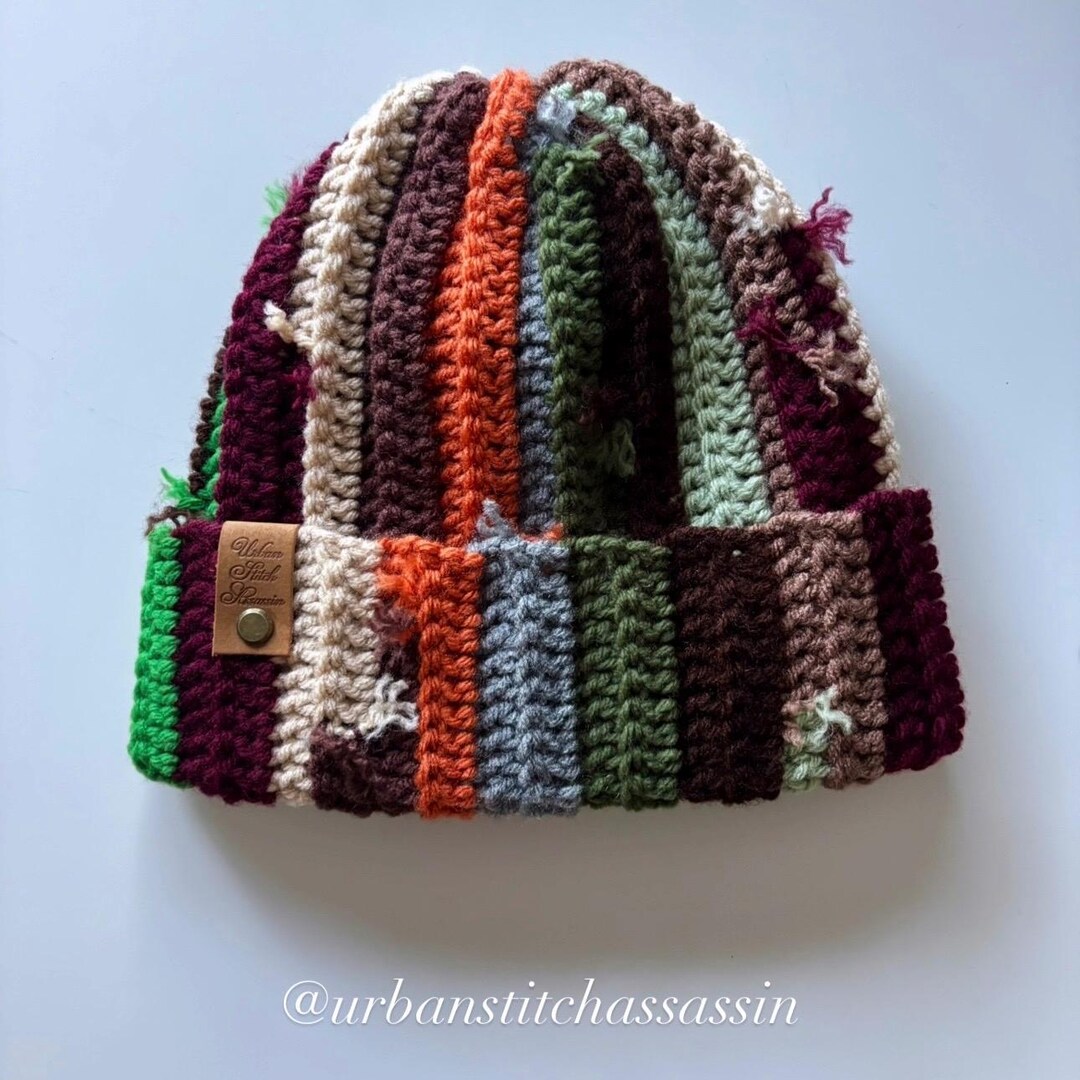 Earthy Crochet Scrap Beanie, Handmade Crochet Beanie, Winter Beanie ...