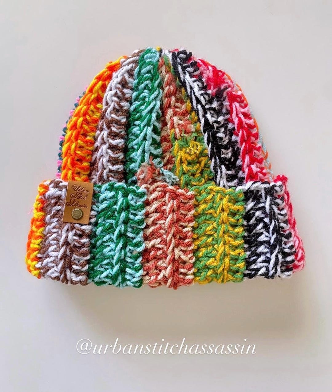 Chunky Multicolor Beanie, Crochet Chunky Beanie, Chunky Scrap Beanie ...