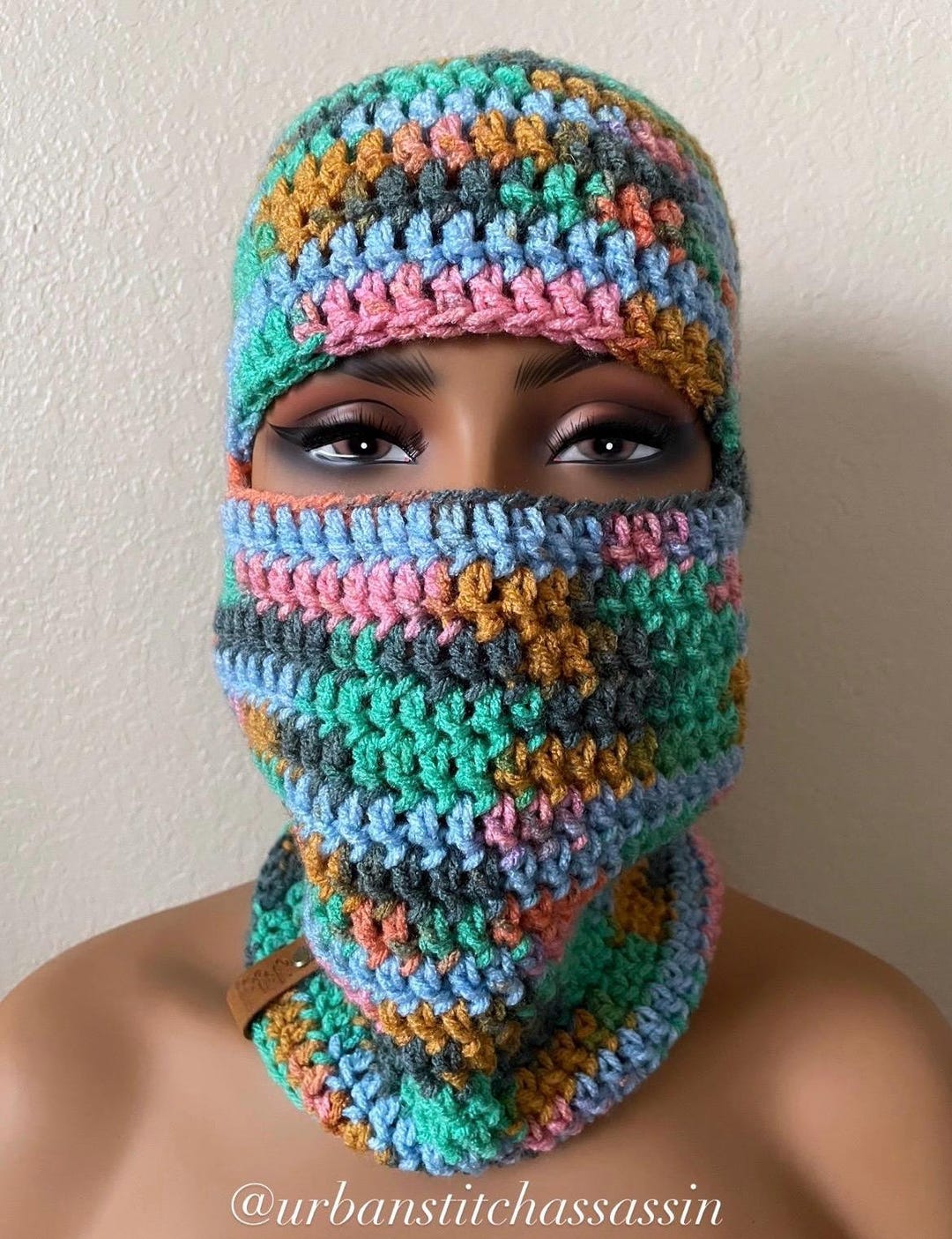 Multicolor Crochet Balaclava, Adult Crochet Balaclava, Crochet Ski Mask ...