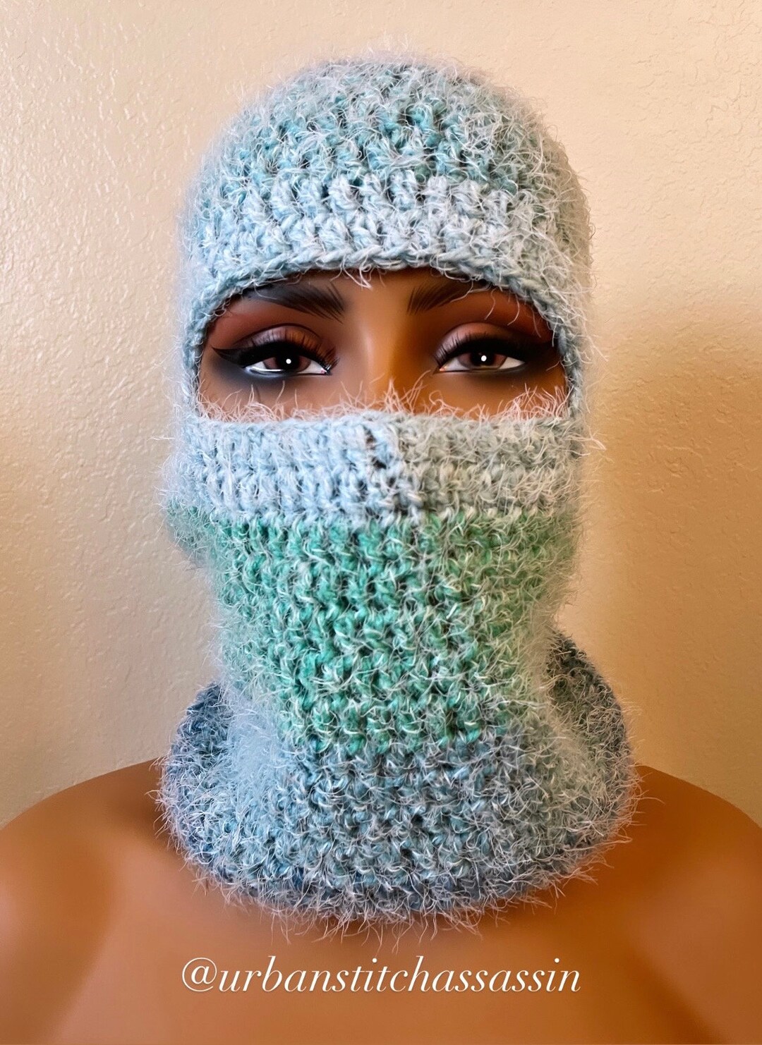 Fuzzy Crochet Balaclava, Crochet Skimask, Handmade Balaclava, Crochet ...