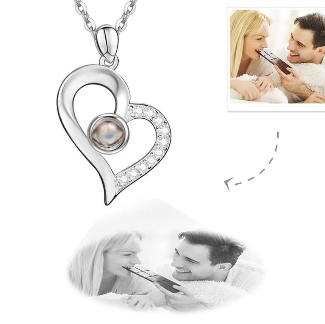 Custom Photo Projection Necklace Picture Inside Heart Charm - Etsy