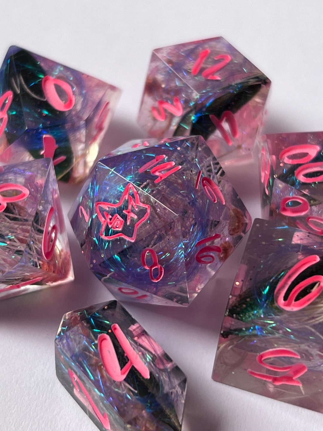 7-piece TTRPG Dice Set - Static Garden - Etsy