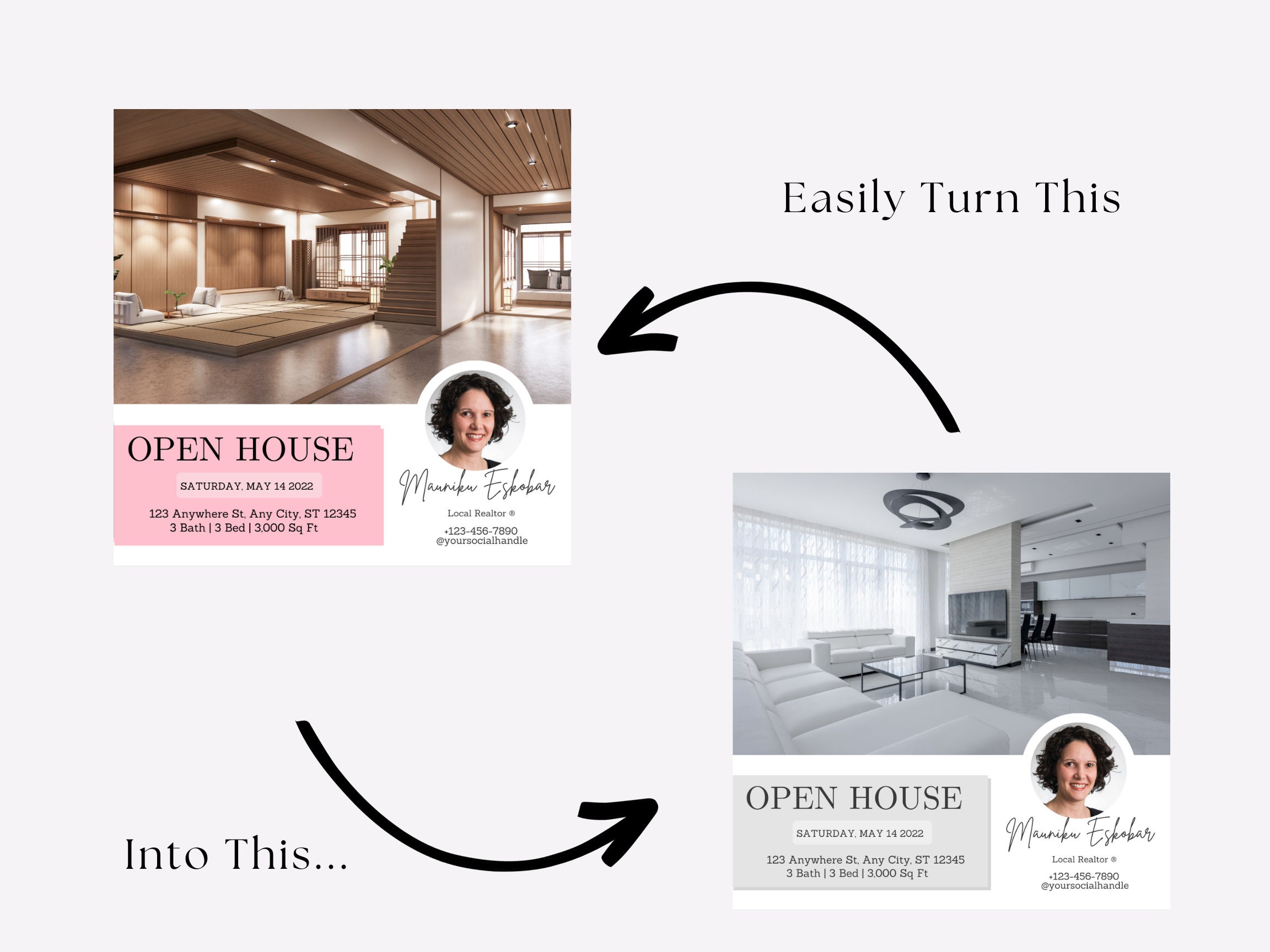 Open House Instagram Post Pink Template Social Media Template Open ...