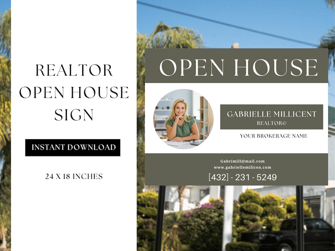Real Estate Yard Sign Open House Sign Template for Sale Sign ...