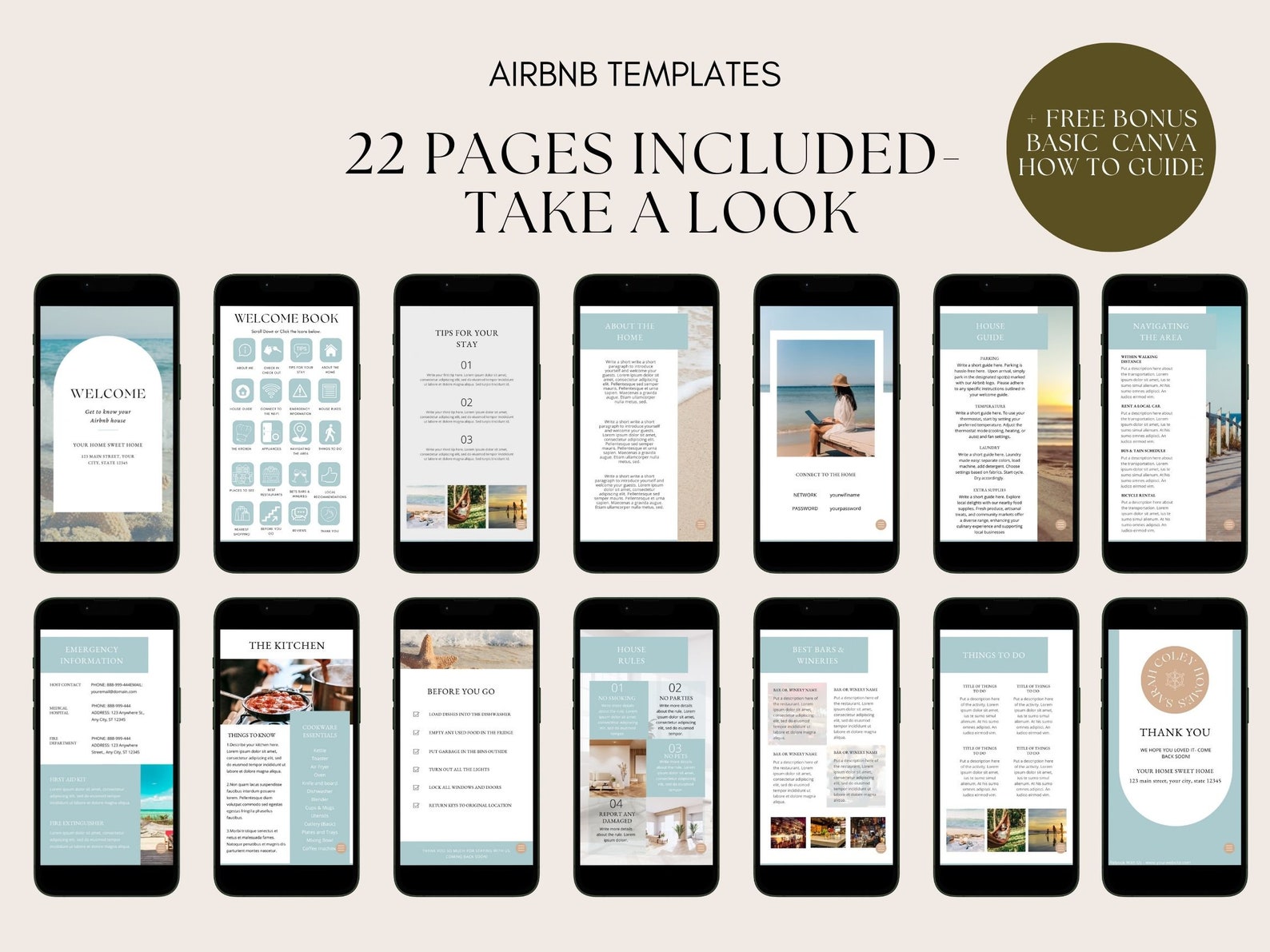 Airbnb Welcome Book Template Modern Beach House Airbnb House Guide ...