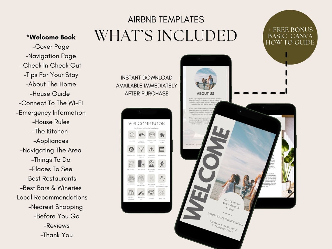 Airbnb Welcome Book Template Modern Beach House Airbnb House Guide ...