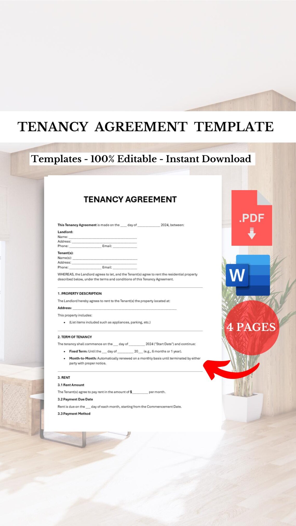 Editable Tenancy Agreement Tenancy Agreement Template Simple Tenancy ...