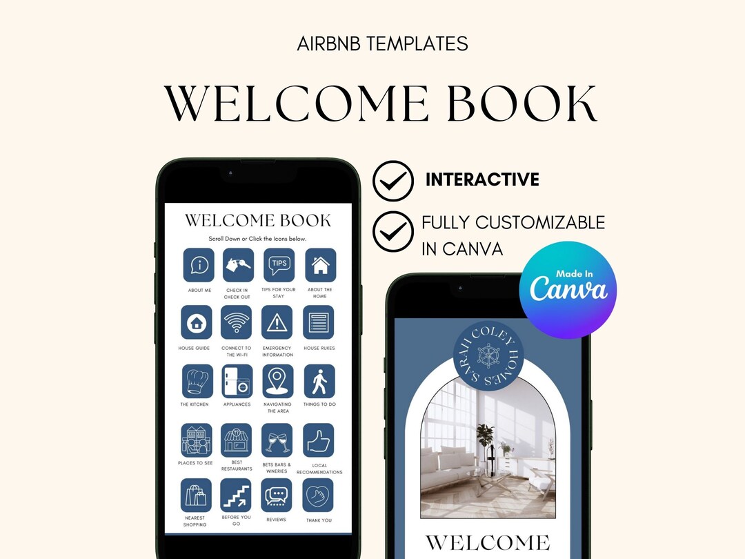 Modern Digital Welcome Book Airbnb Canva Digital Welcome Guide Template ...