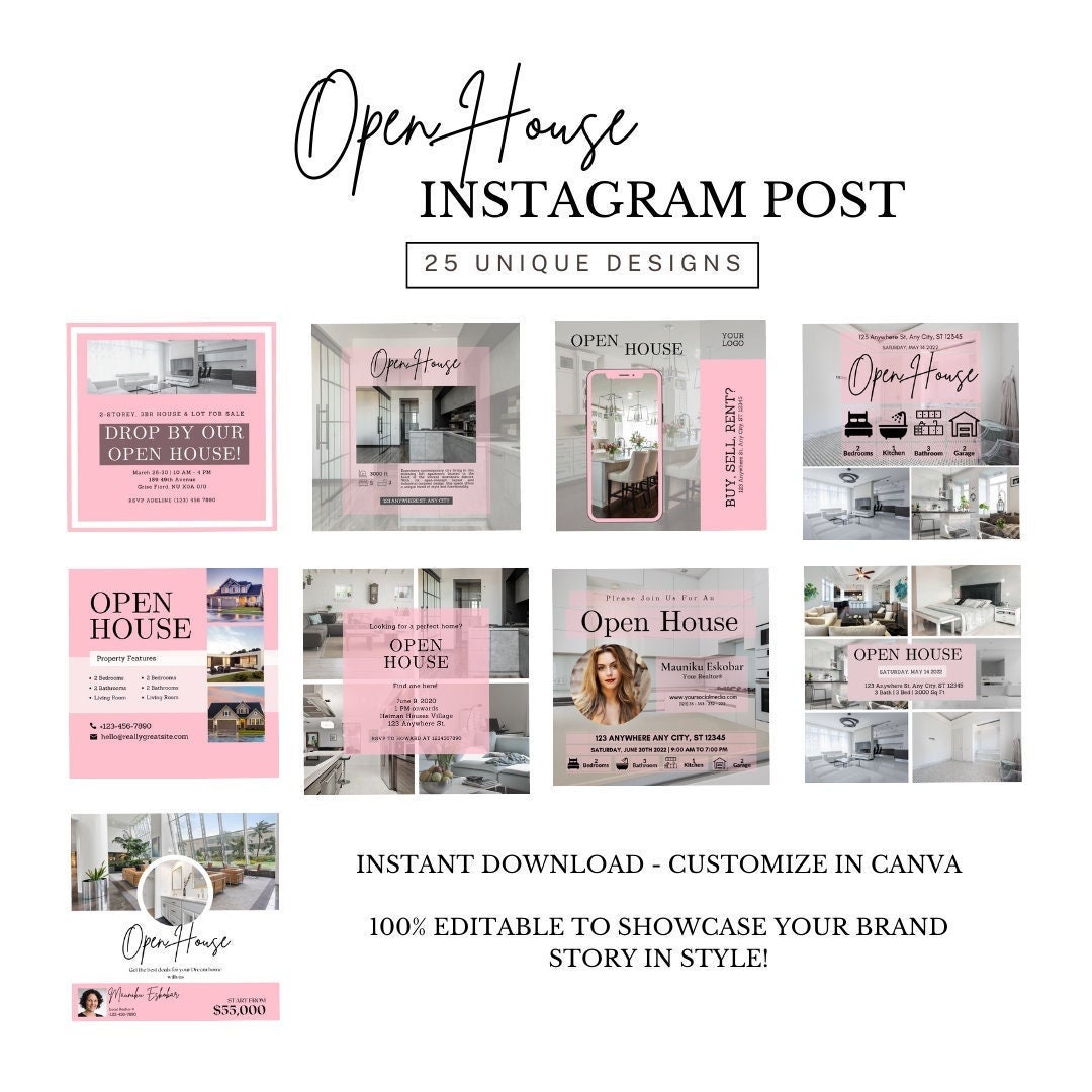 Open House Instagram Post Pink Template Social Media Template Open ...