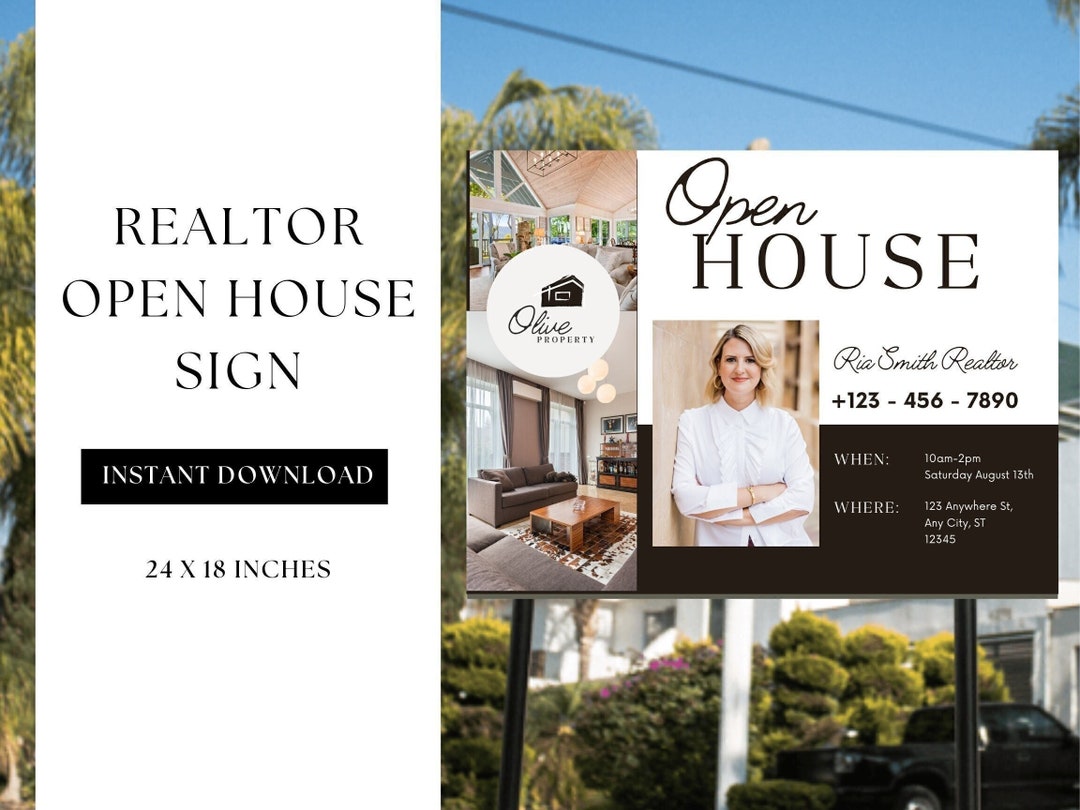 Real Estate Yard Sign Open House Sign Template for Sale Sign ...