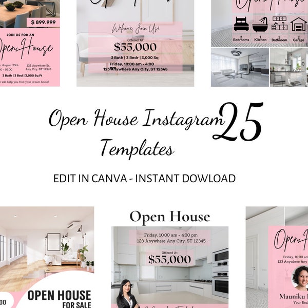 Pink Open House Instagram Template - Etsy
