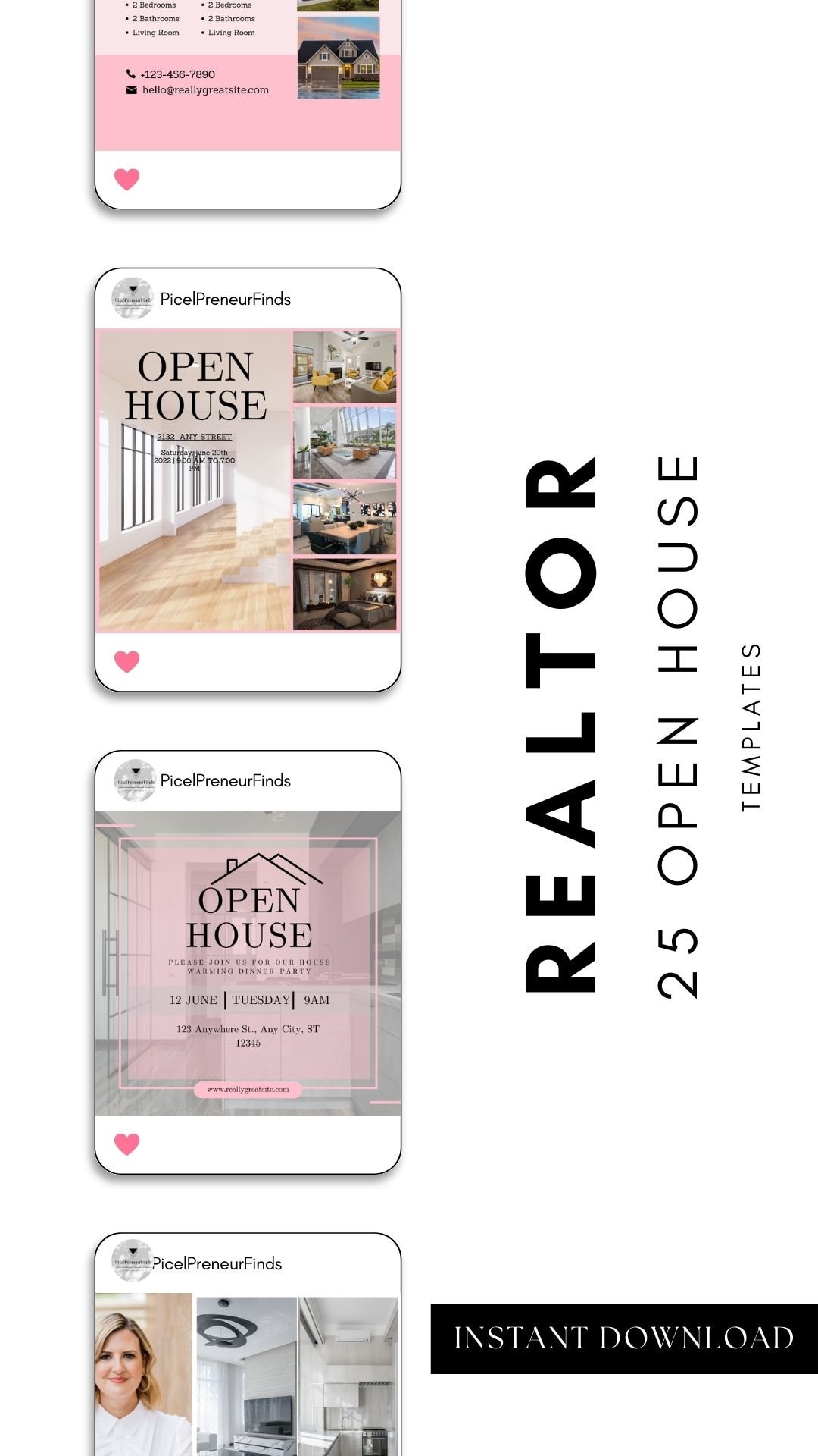 Open House Instagram Post Pink Template Social Media Template Open ...