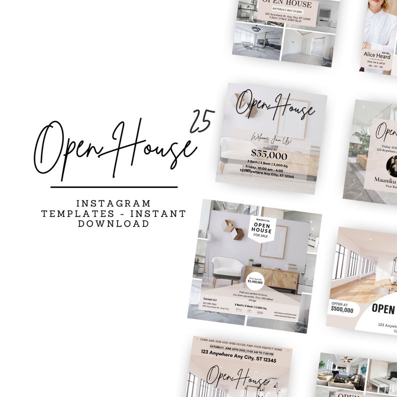 Open House Instagram Post Boho Pink Template Social Media Template Open ...