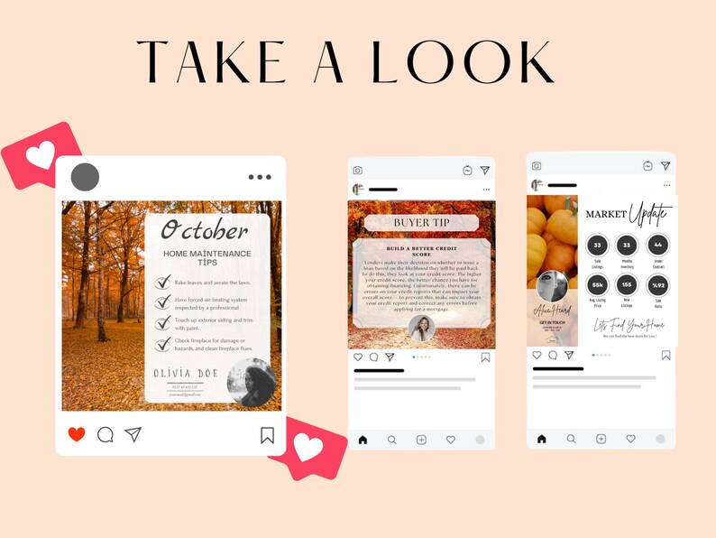 October Social Media Posts With Captions Fall Real Estate Agent Social ...
