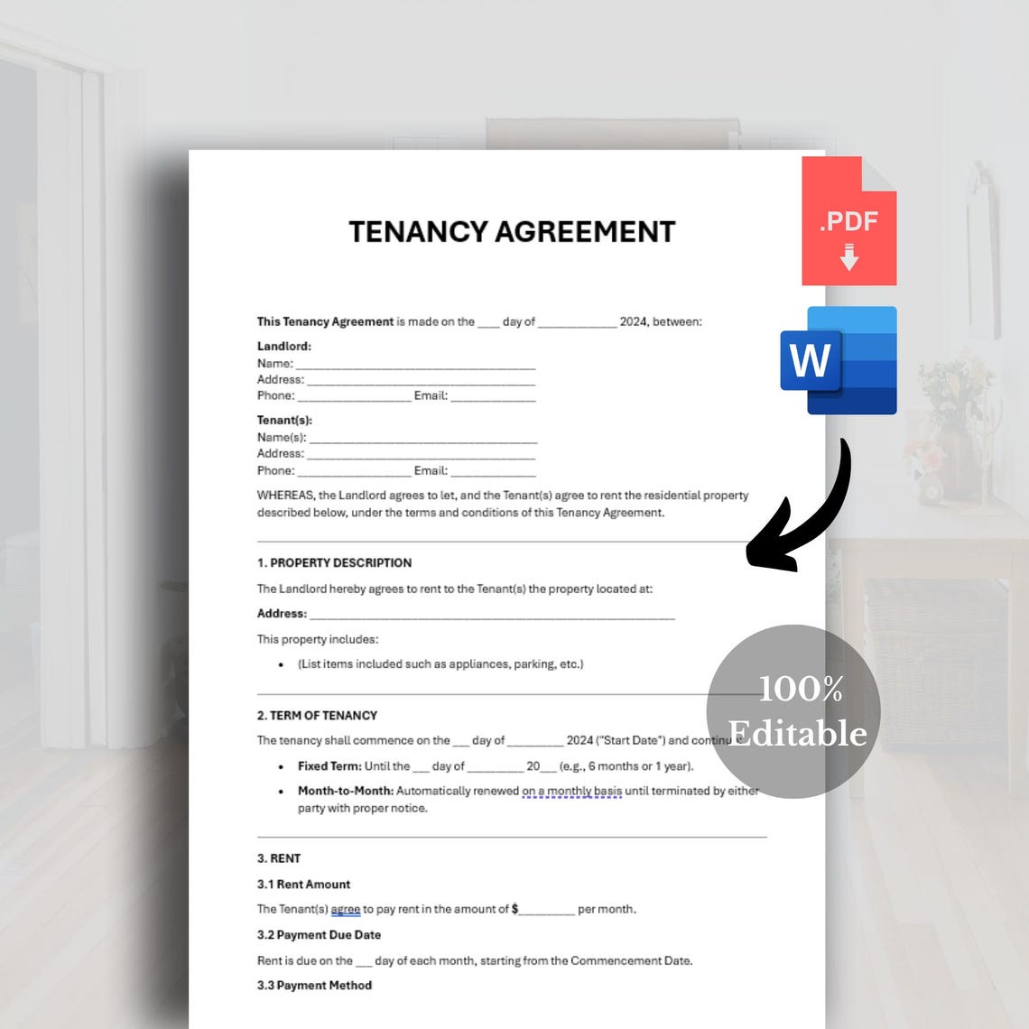 Editable Tenancy Agreement Tenancy Agreement Template Simple Tenancy ...