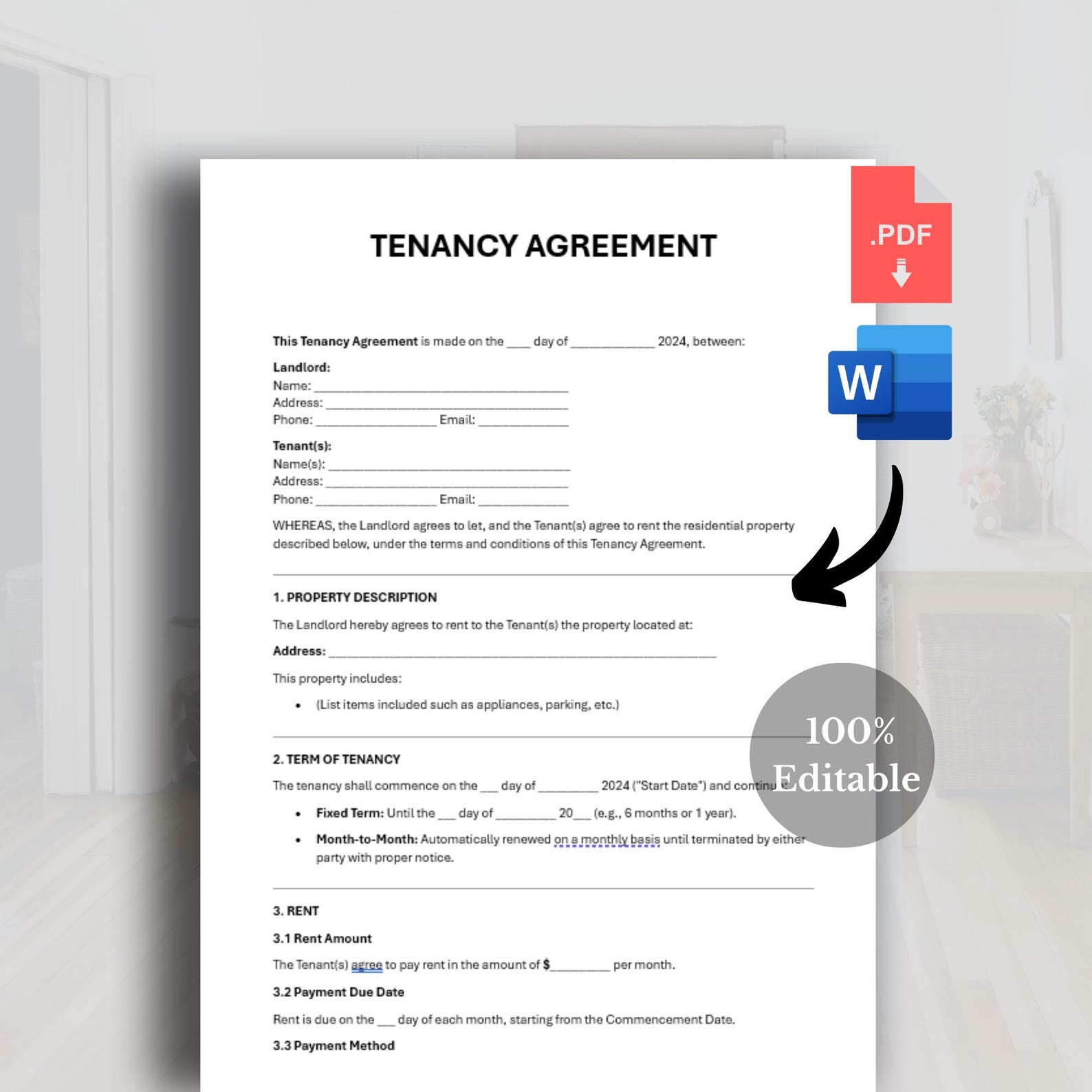 Editable Tenancy Agreement Tenancy Agreement Template Simple Tenancy ...