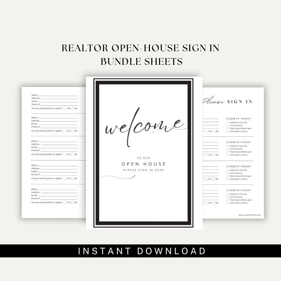 Realtor Open House Sign-in Sheet: Editable Template (instant Download ...