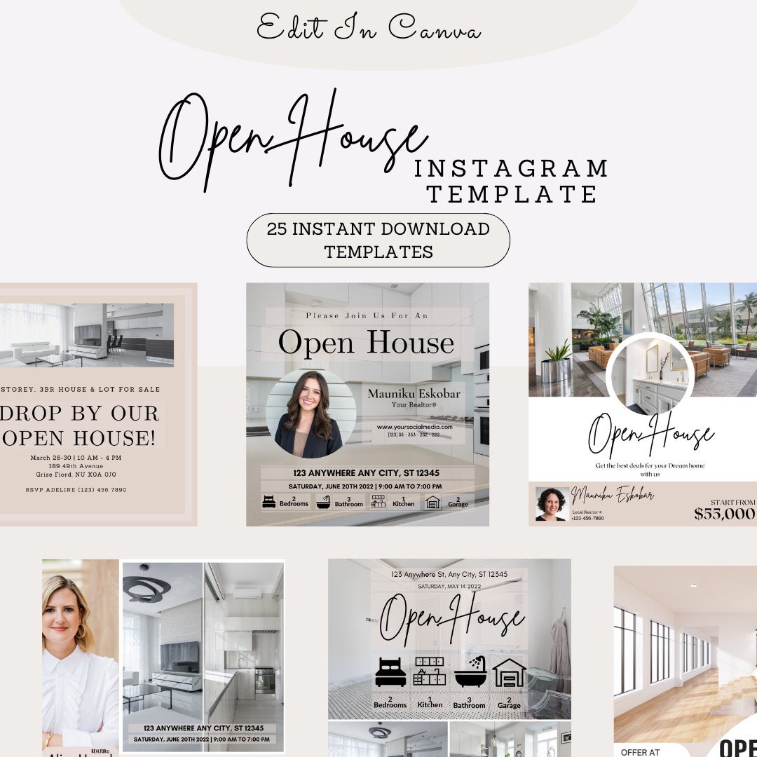 Boho Open House Instagram Post Template: Realtor Social Media (digital ...