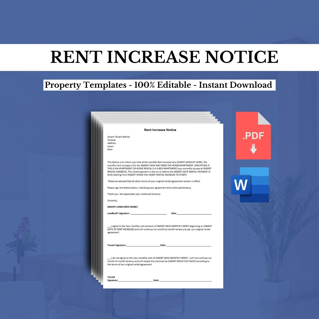 Rental Increase Notice Rental Increase Form Rental Increase Letter Rent ...