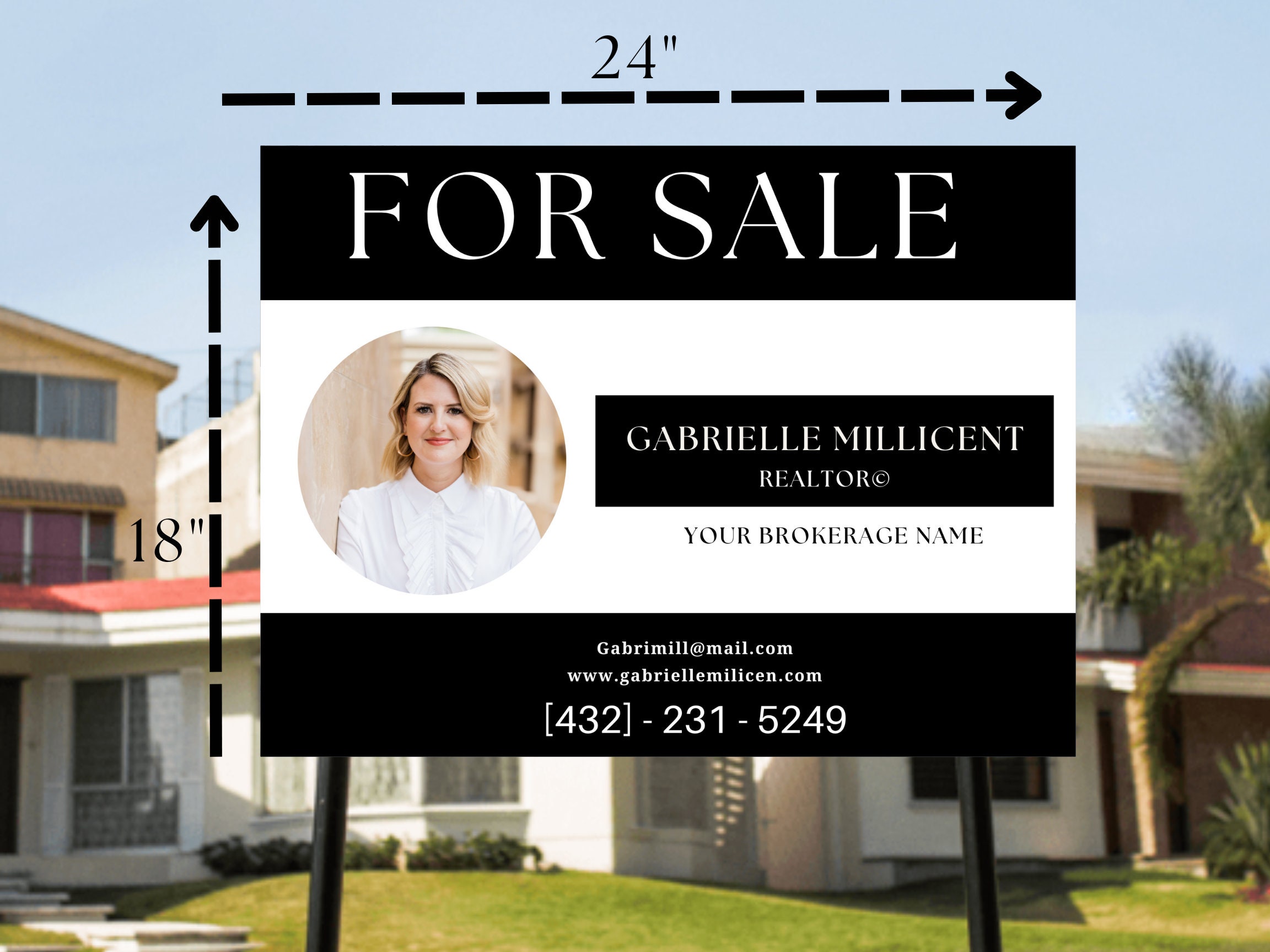 Real Estate Yard Sign for Sale Yard Sign Real Estate Marketing Canva ...