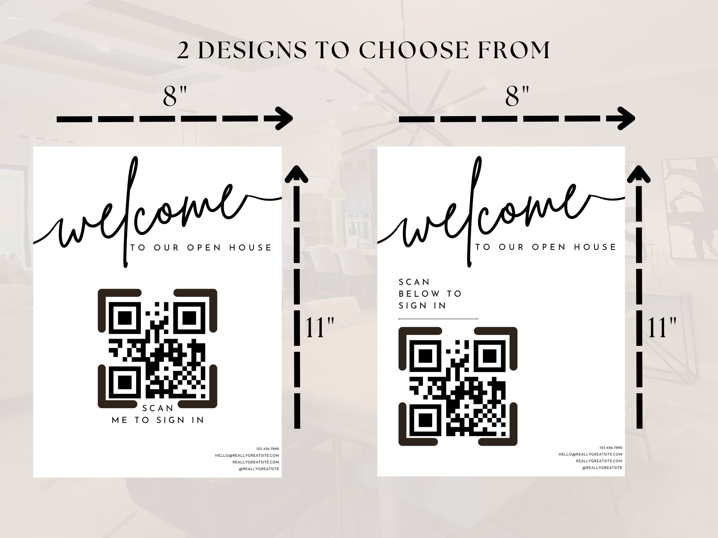 Modern Open House Sign in Sheet W QR Code Realtor Open House Real ...