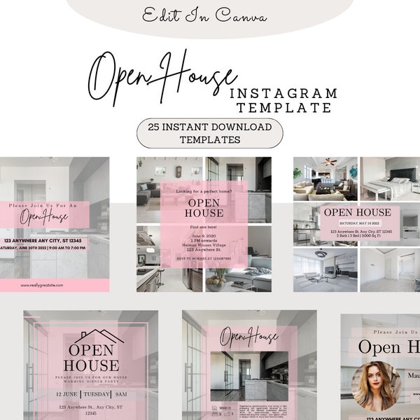 Pink Open House Instagram Template - Etsy