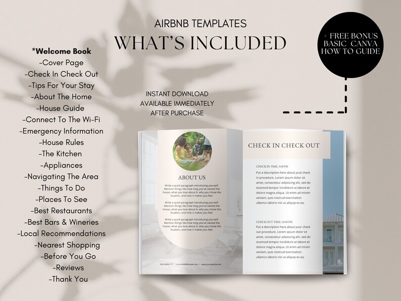 Modern Digital Welcome Book Airbnb Canva Digital Welcome Guide Template ...