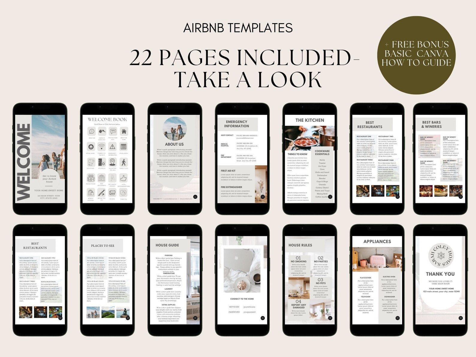 Airbnb Welcome Book Template Modern Beach House Airbnb House Guide ...