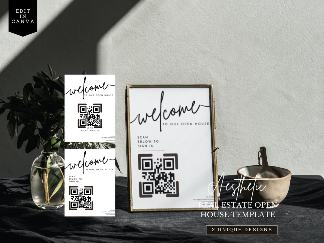 Modern Open House Sign in Sheet W QR Code Realtor Open House Real ...