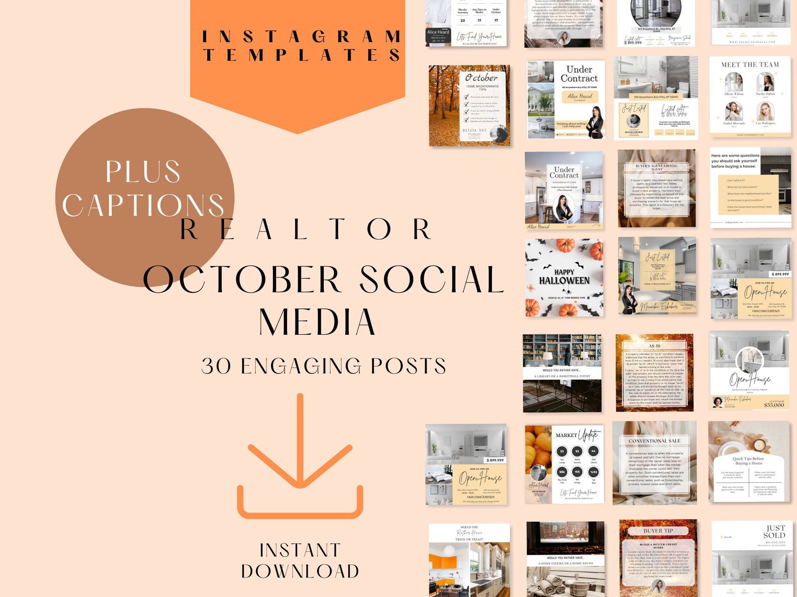 October Social Media Posts With Captions Fall Real Estate Agent Social ...