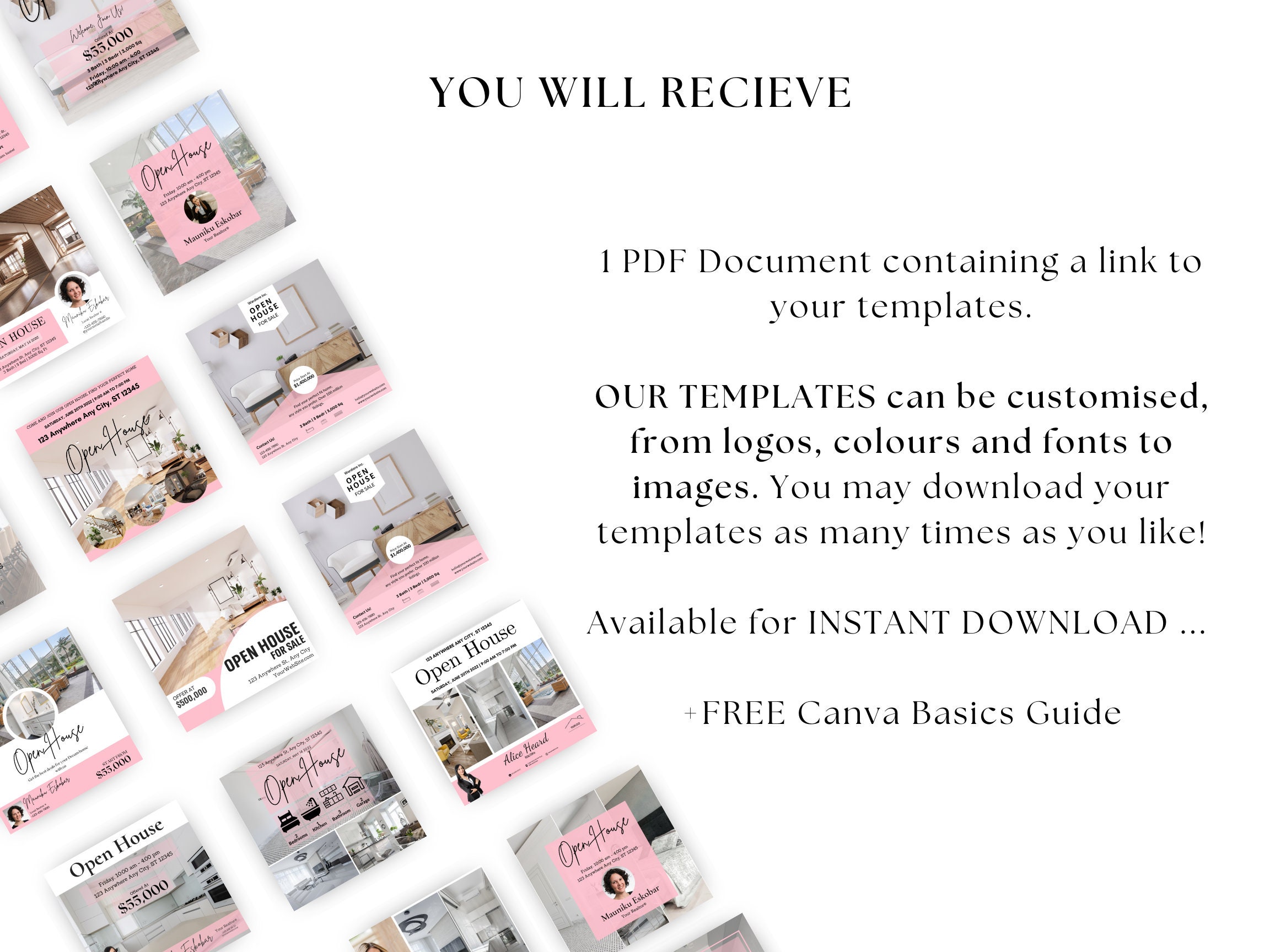 Open House Instagram Post Pink Template Social Media Template Open ...