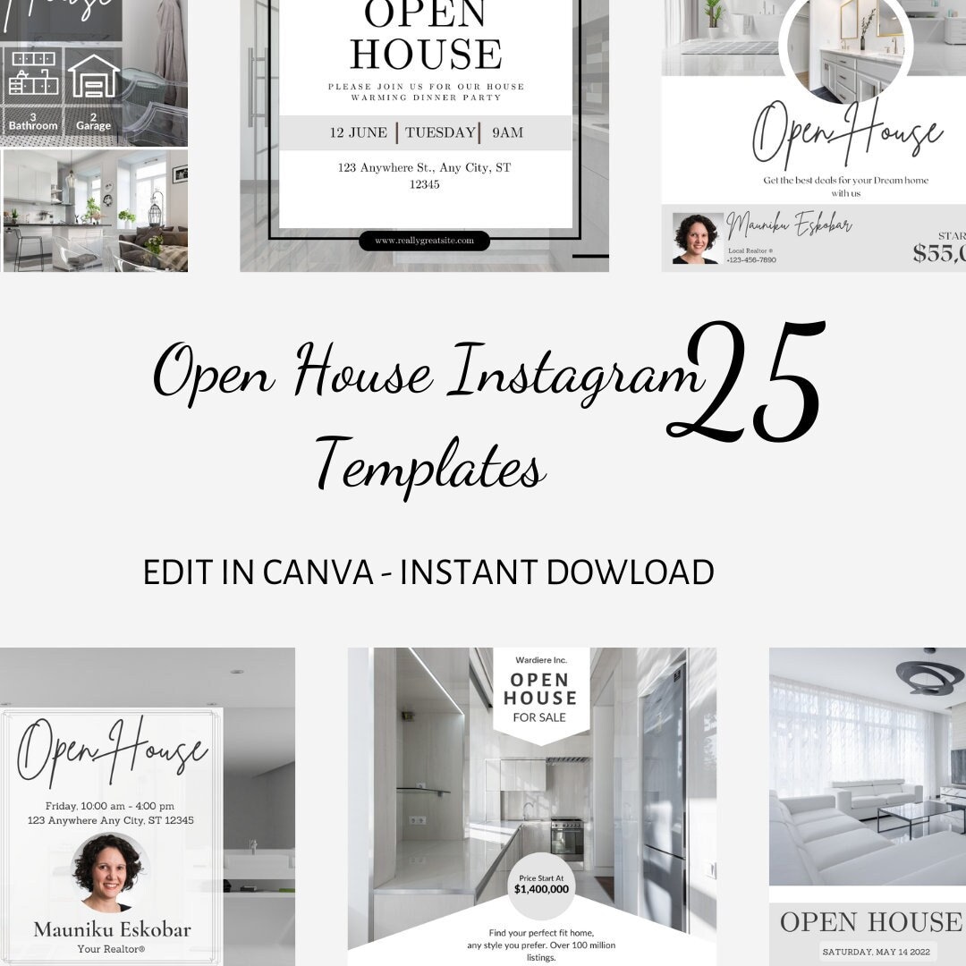 Open House Instagram Post Templates: Realtor Social Media (digital ...