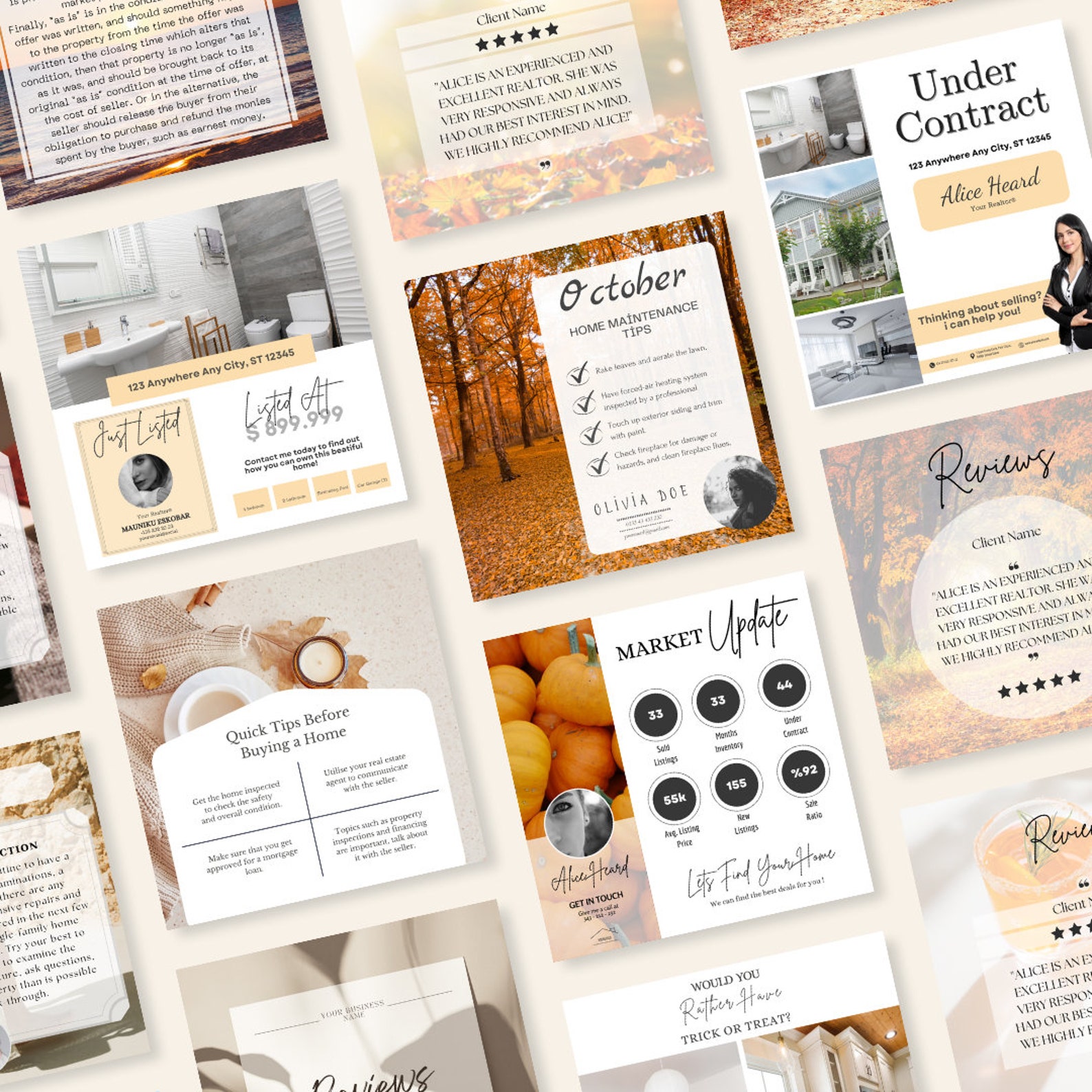 October Social Media Posts With Captions Fall Real Estate Agent Social ...
