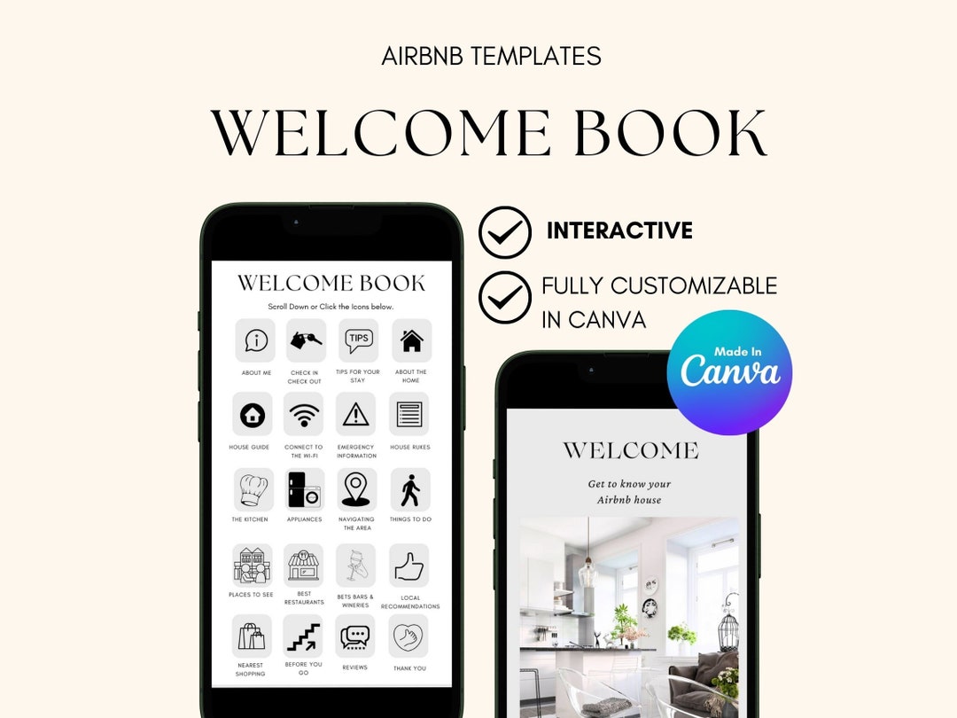 Modern Digital Welcome Book Airbnb Canva Digital Welcome Guide Template ...