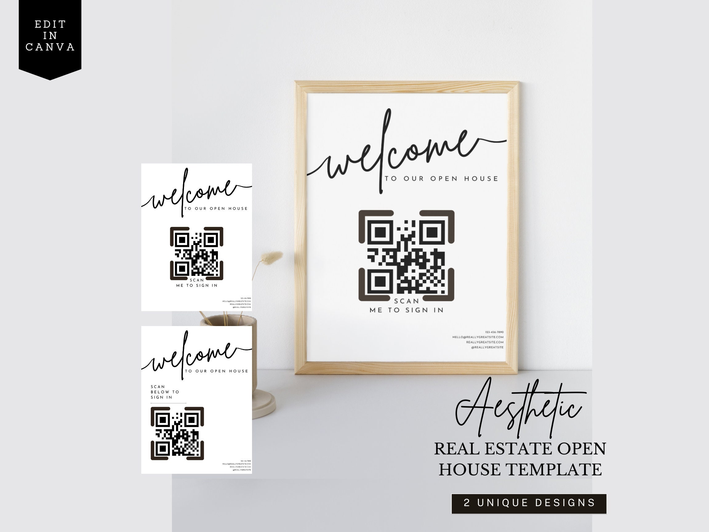 Modern Open House Sign in Sheet W QR Code Realtor Open House Real ...